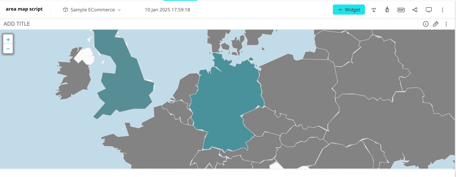 Auto zoom Area Map widget to a specific country on load | Sisense