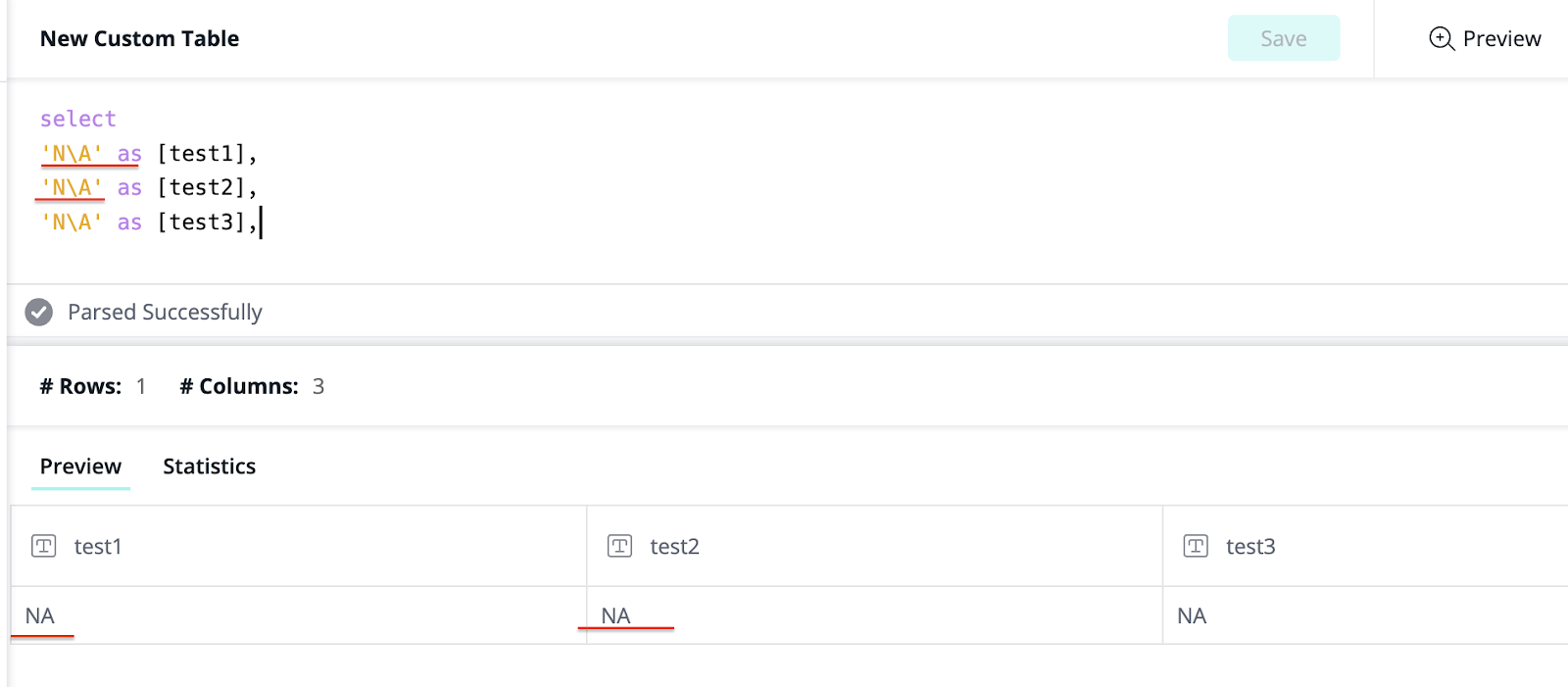 Using constants with special characters in custom tables [Linux] [Windows] | Sisense